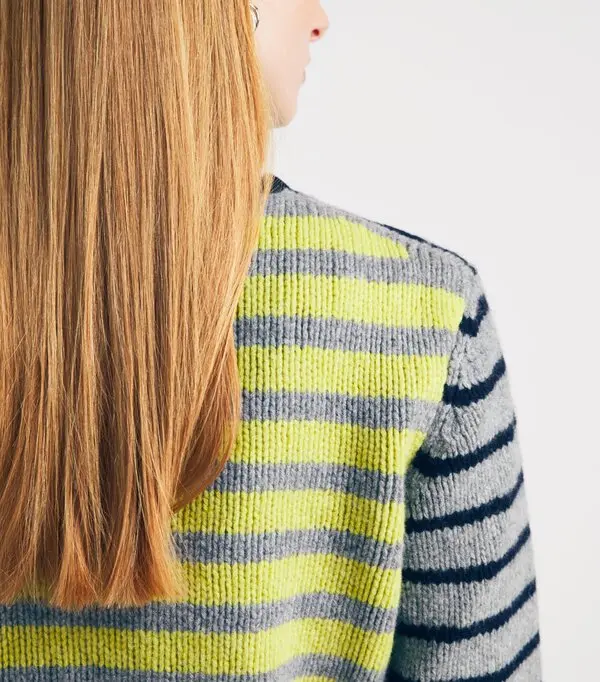 BARRIE Wool-cashmere Stripe Cardigan