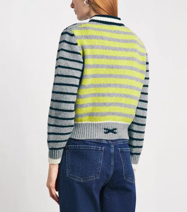 BARRIE Wool-cashmere Stripe Cardigan