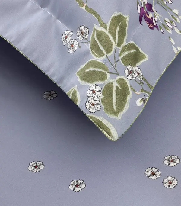 YVES DELORME Organic Cotton Rameau Oxford Pillowcase - Blue