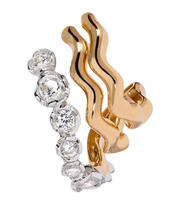 Annoushka White, Yellow And Diamond Whoopsie Daisy Triple Hoop Single Earring - Gold