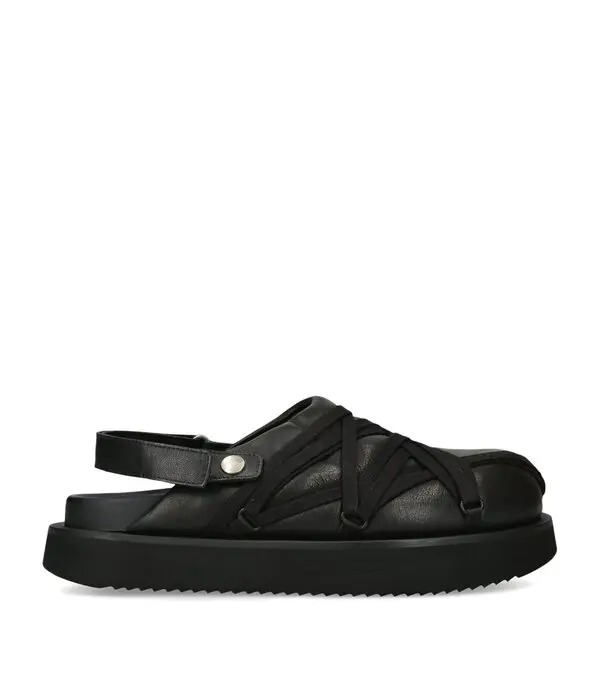 Rick Owens Leather Padded Megalace Mules - Black