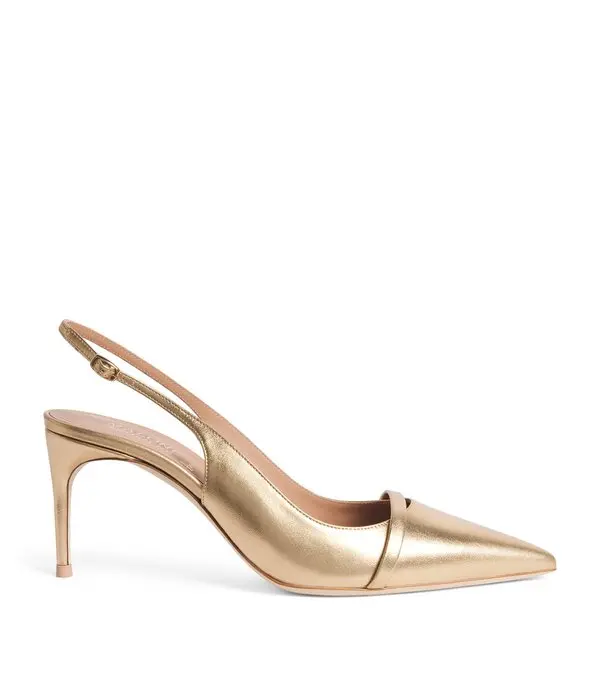 MALONE SOULIERS X Metallic Leather Schiffer Slingback Pumps 70
