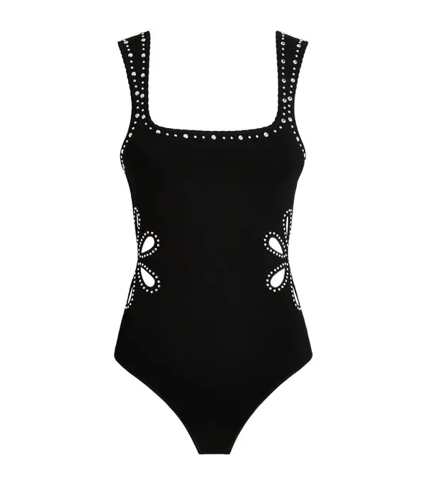 Sandro Studded Cut-out Bodysuit - Black
