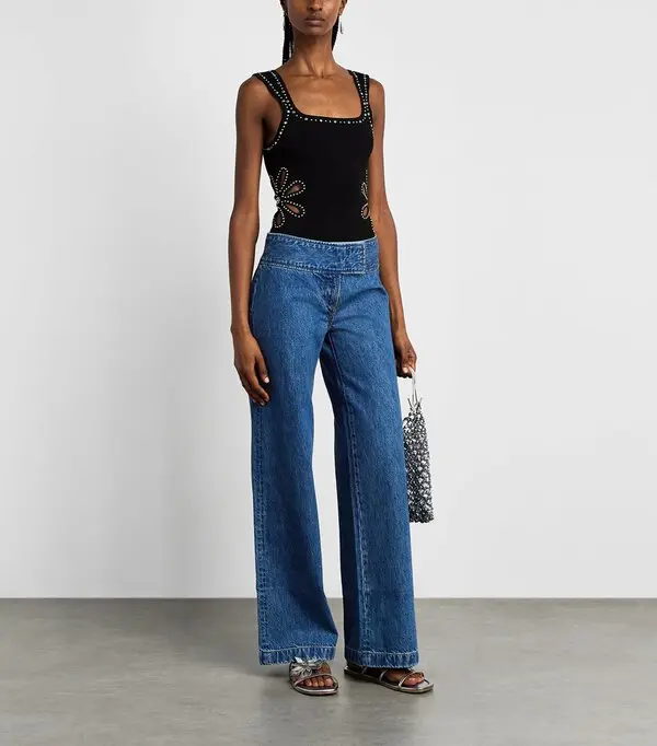 Sandro Studded Cut-out Bodysuit