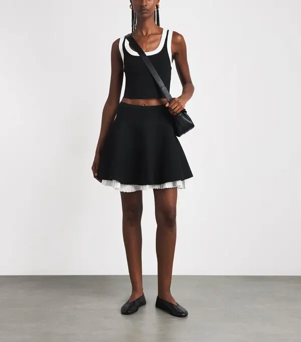 Sandro Two-tone Pleated Mini Skirt