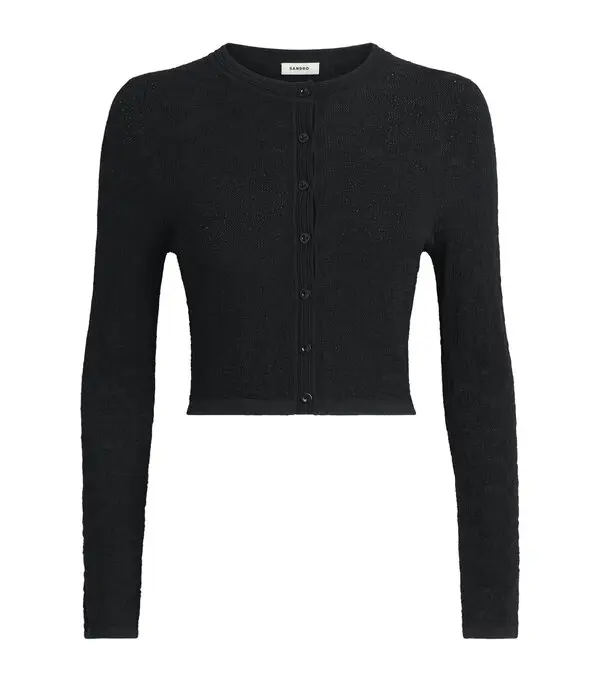 Sandro Pointelle-knit Cropped Cardigan