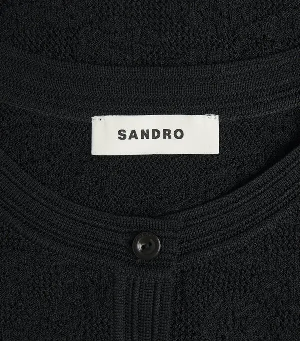 Sandro Pointelle-knit Cropped Cardigan
