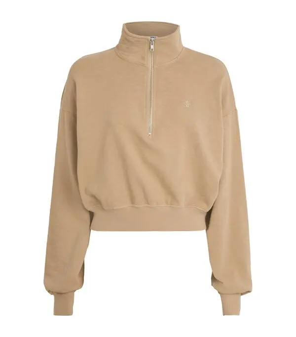 Eterne Cropped Half-zip Sweatshirt - Brown