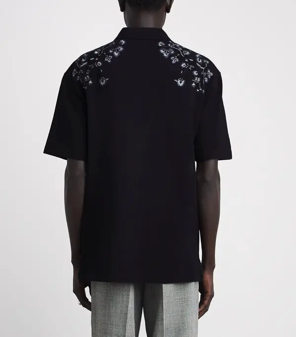 Amiri Cotton Floral Embroidered Polo Shirt