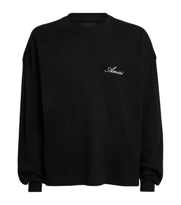 Amiri Cotton Waffle Smoking Wolf Long-sleeve T-shirt