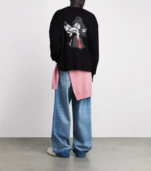 Amiri Cotton Waffle Smoking Wolf Long-sleeve T-shirt