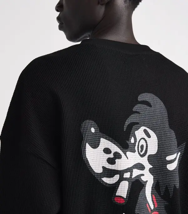 Amiri Cotton Waffle Smoking Wolf Long-sleeve T-shirt