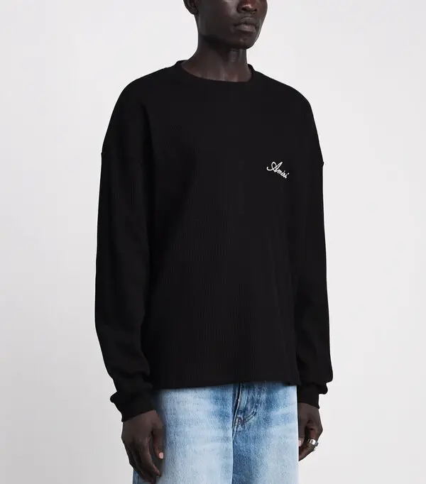 Amiri Cotton Waffle Smoking Wolf Long-sleeve T-shirt