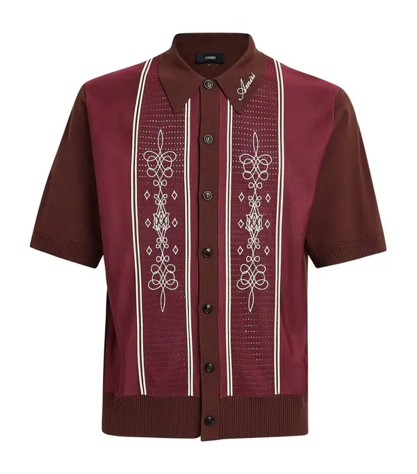 Amiri Wool-blend Panelled Knit Shirt - Red
