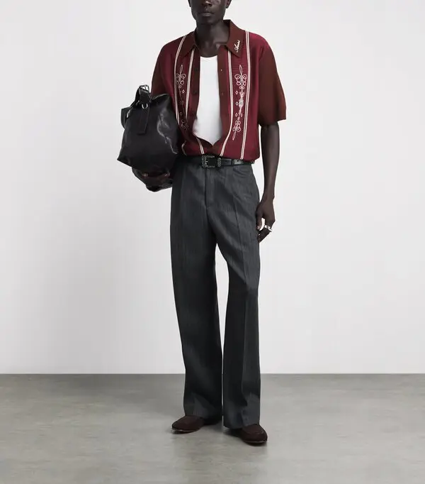 Amiri Wool-blend Panelled Knit Shirt