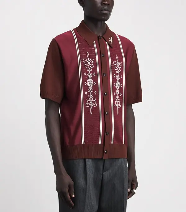 Amiri Wool-blend Panelled Knit Shirt
