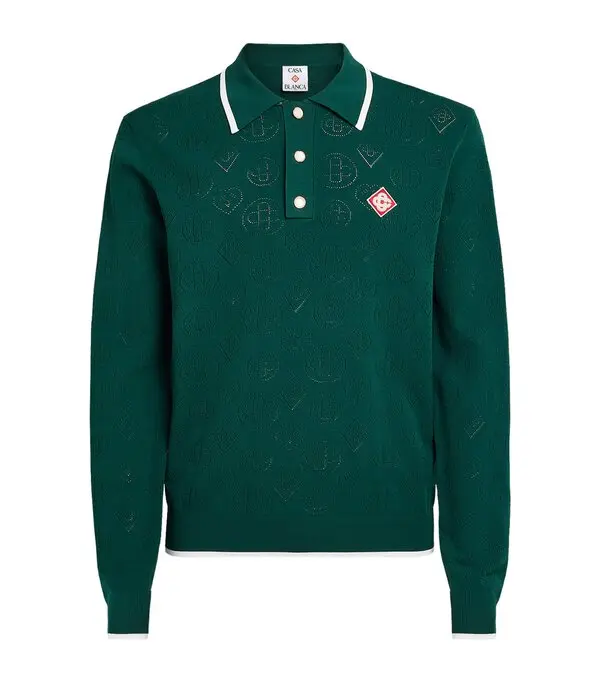 Casablanca Pointelle-knit Polo Shirt