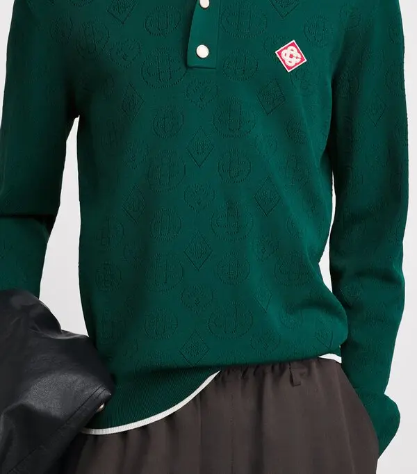 Casablanca Pointelle-knit Polo Shirt