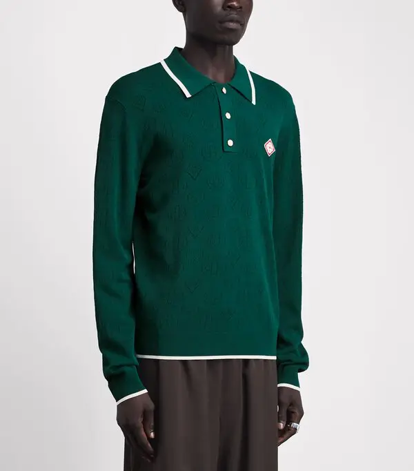 Casablanca Pointelle-knit Polo Shirt