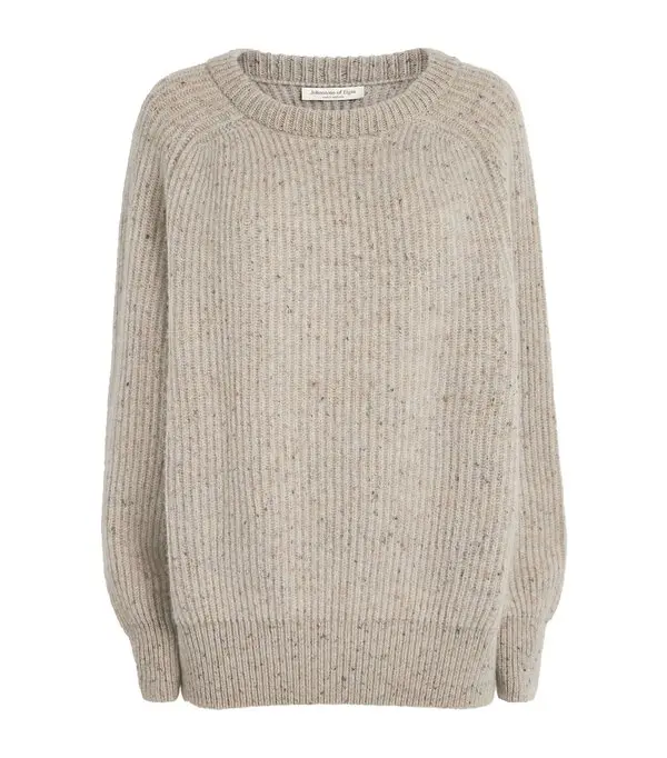 Johnstons Of Elgin Donegal Cashmere Ribbed Norah Sweater - Beige
