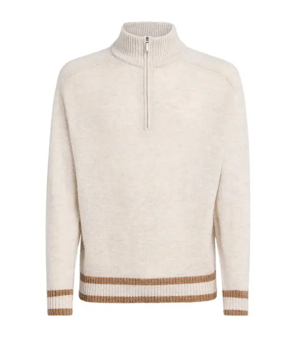 CHE Wool-blend Quarter-zip Sweater - Beige