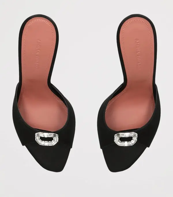 Amina Muaddi Satin Mini Camelia Heeled Mules 105