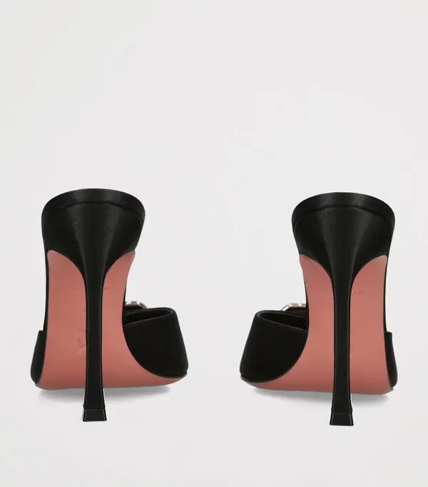 Amina Muaddi Satin Mini Camelia Heeled Mules 105
