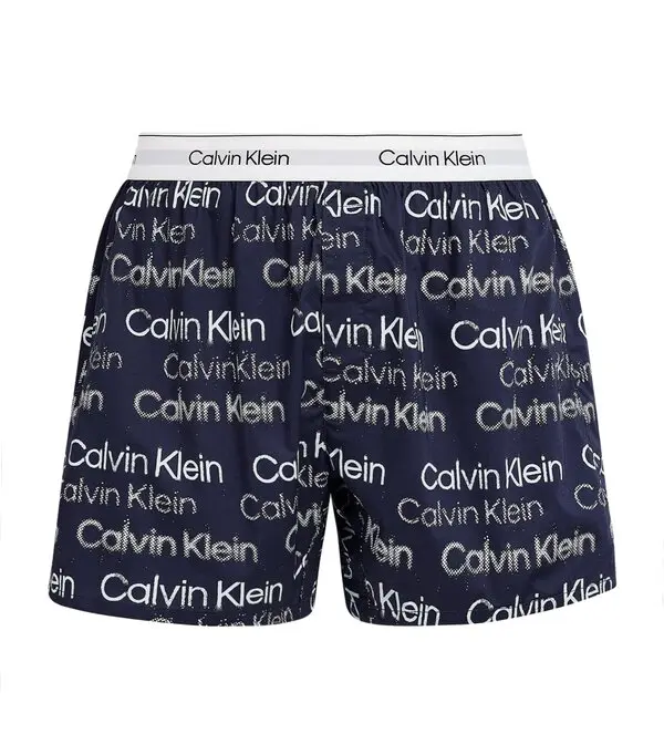 Calvin Klein Cotton Poplin Logo Pyjama Shorts - Navy