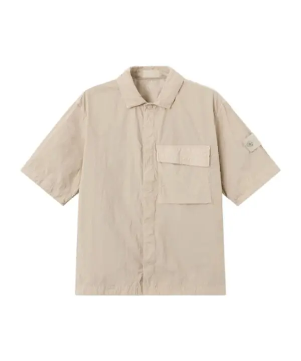 Stone Island Comfort-fit Short-sleeve Shirt With Chest Pocket - Light Brown