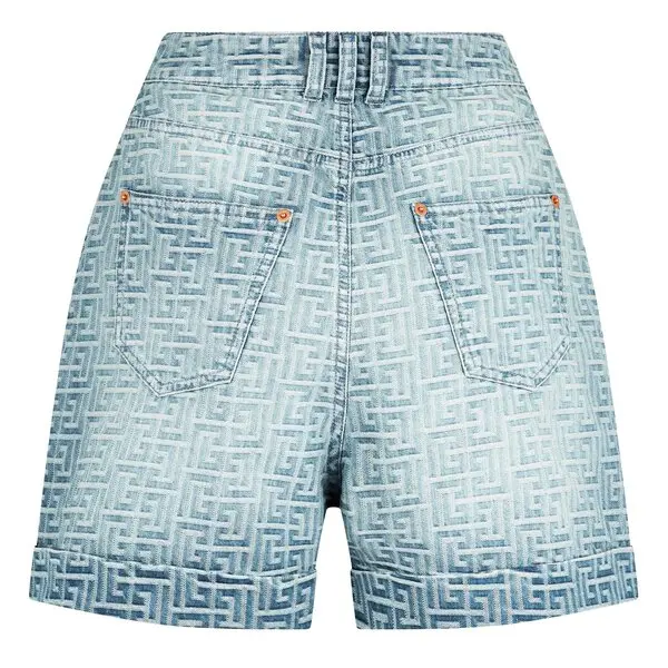 Balmain Monogram Denim Shorts