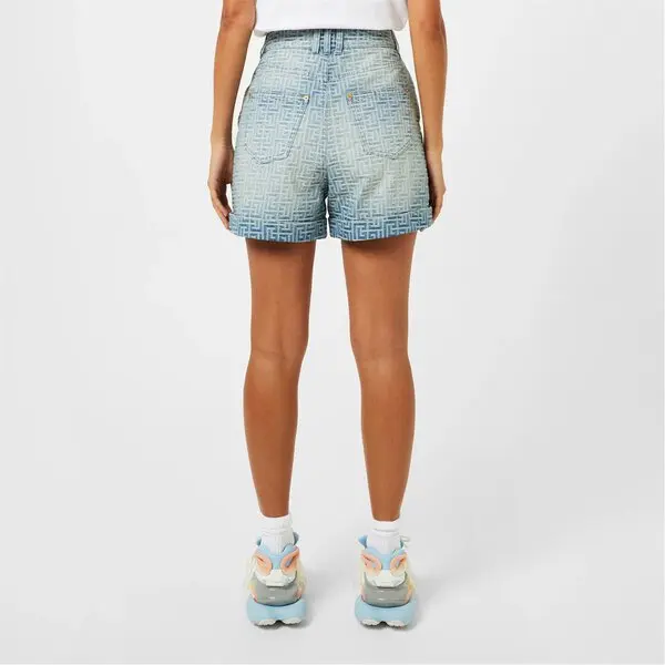 Balmain Monogram Denim Shorts