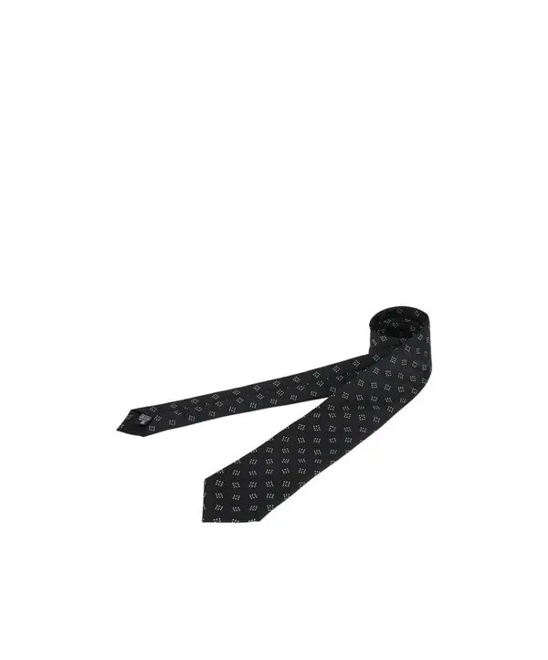 Emporio Armani Geometric Dot Jacquard Tie - Black