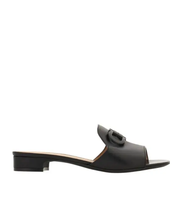 FERRAGAMO Gancini Ornament Slides - Black