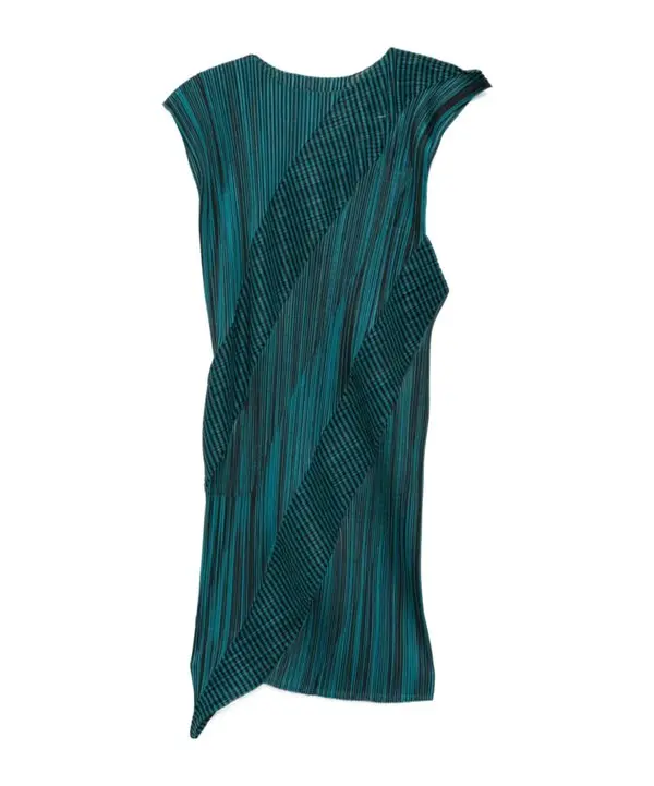 Issey Miyake Striped Pleated Midi Dress