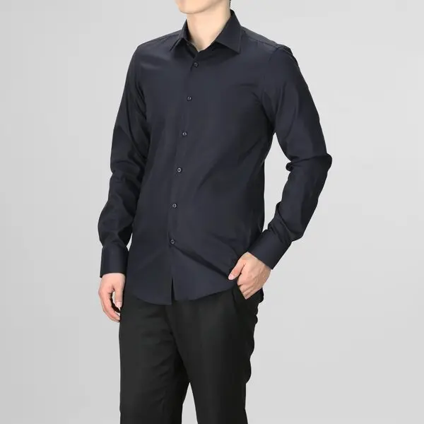 Hugo Boss Boss One Slim-fit Dress Shirt In Wrinkle-free Poplin - Dark Blue