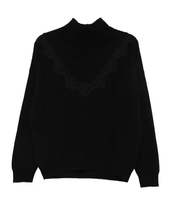 ERMANNO FIRENZE Lace-trim Ribbed-knit Sweater