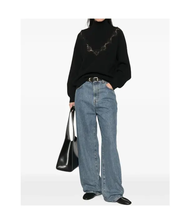ERMANNO FIRENZE Lace-trim Ribbed-knit Sweater