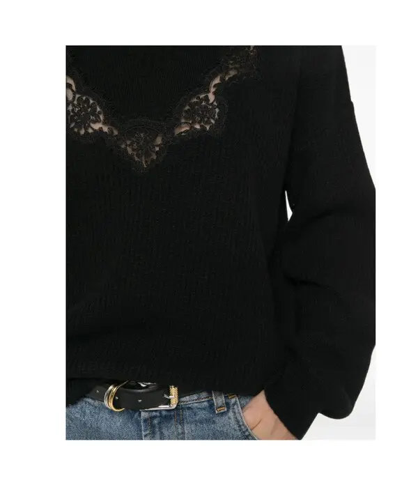 ERMANNO FIRENZE Lace-trim Ribbed-knit Sweater