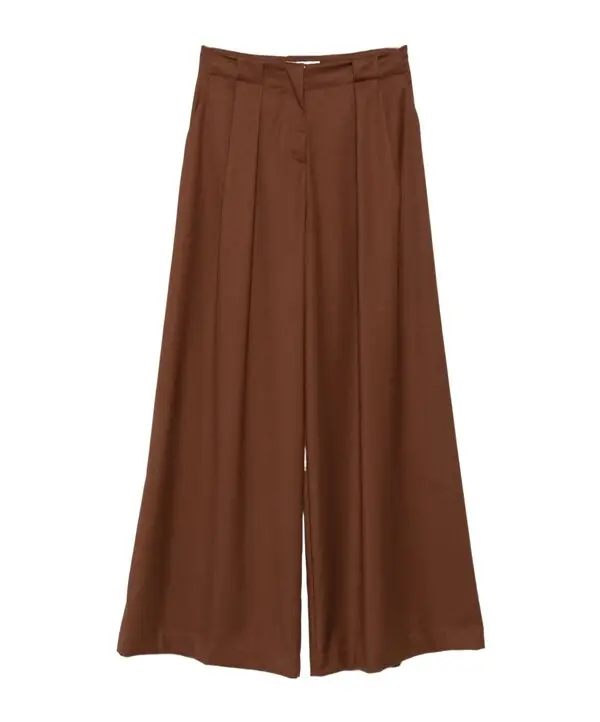 ERMANNO FIRENZE Pleated Wide-leg Casual Trousers - Brown
