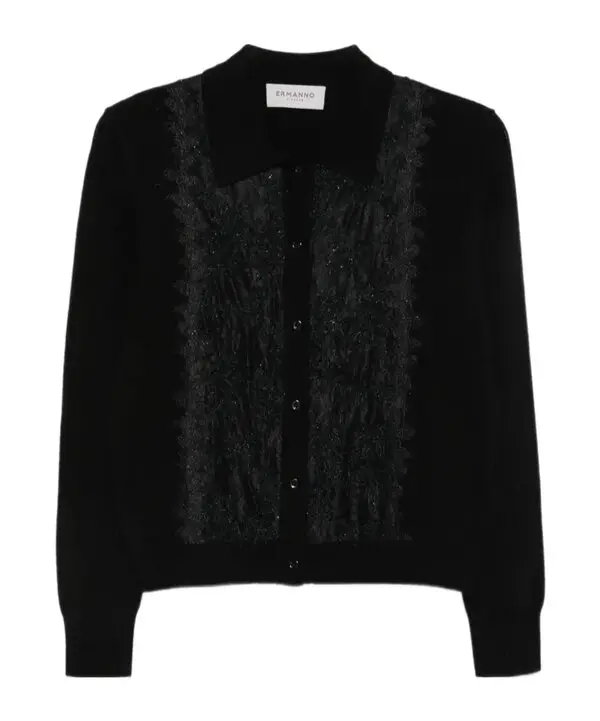 ERMANNO FIRENZE Lace-panel Knit Top - Black