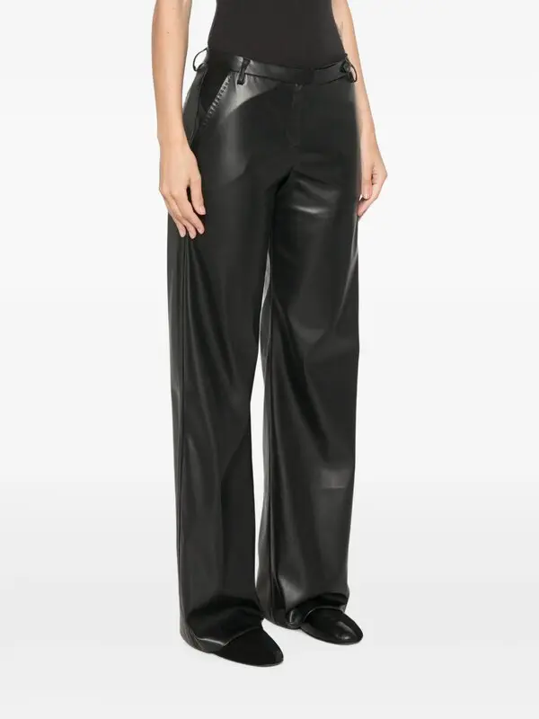 ERMANNO FIRENZE Wide-leg Faux Leather Casual Trousers