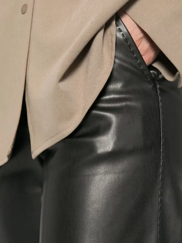 ERMANNO FIRENZE Wide-leg Faux Leather Casual Trousers