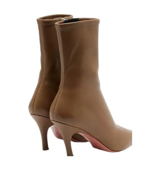 Amina Muaddi Solid Color Leather Ankle Boots