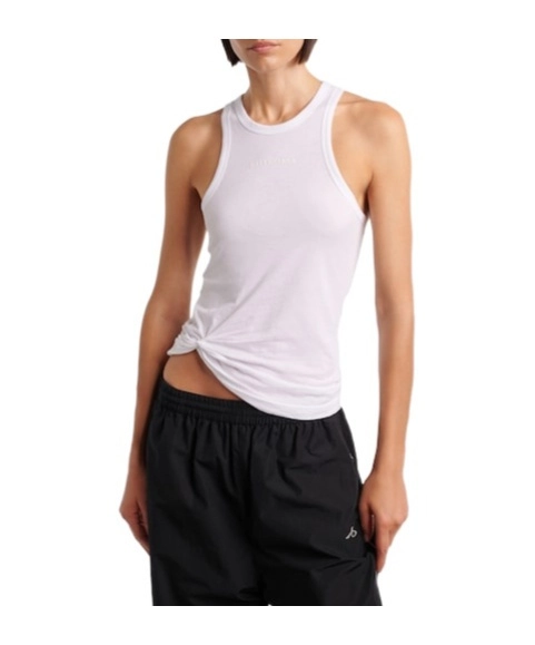 Balenciaga Logo Gathered Cotton Jersey Tank Top