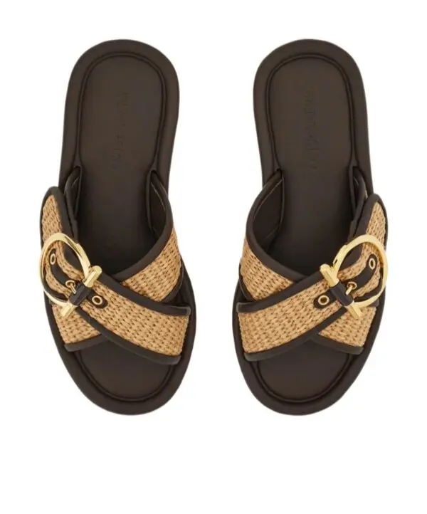 FERRAGAMO Double Strap Gancini Ornament Slide