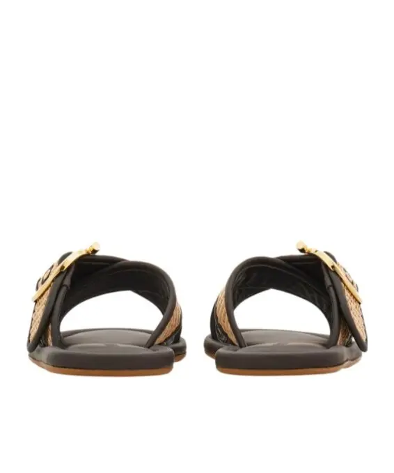 FERRAGAMO Double Strap Gancini Ornament Slide