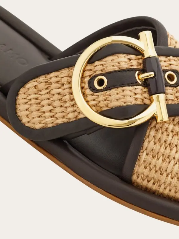 FERRAGAMO Double Strap Gancini Ornament Slide