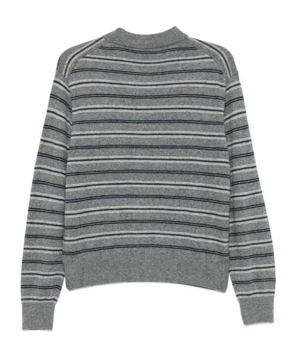 DUNST Striped Knit Polo Shirt