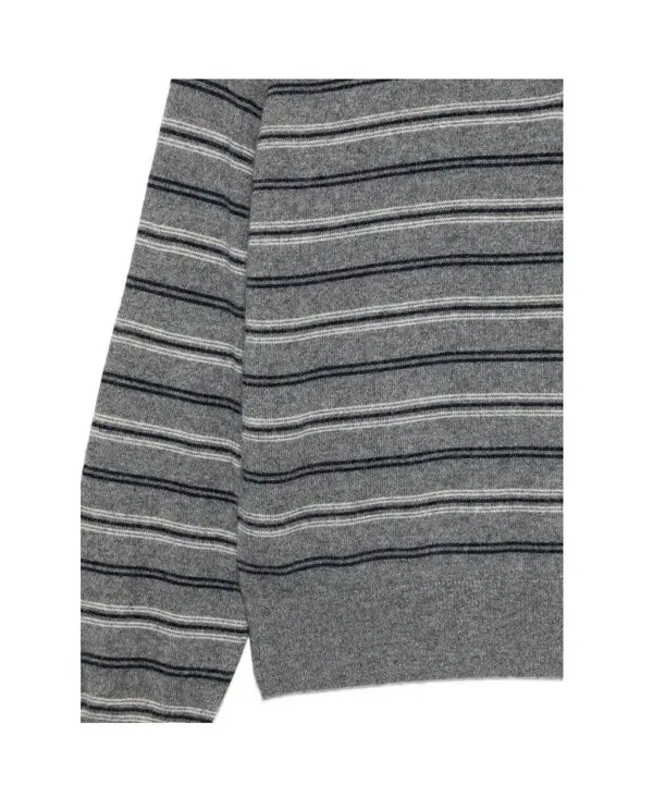 DUNST Striped Knit Polo Shirt