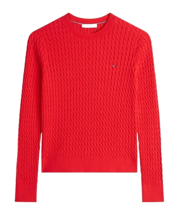 Tommy Hilfiger Cableknit Crewneck Longsleeve Sweater - Red